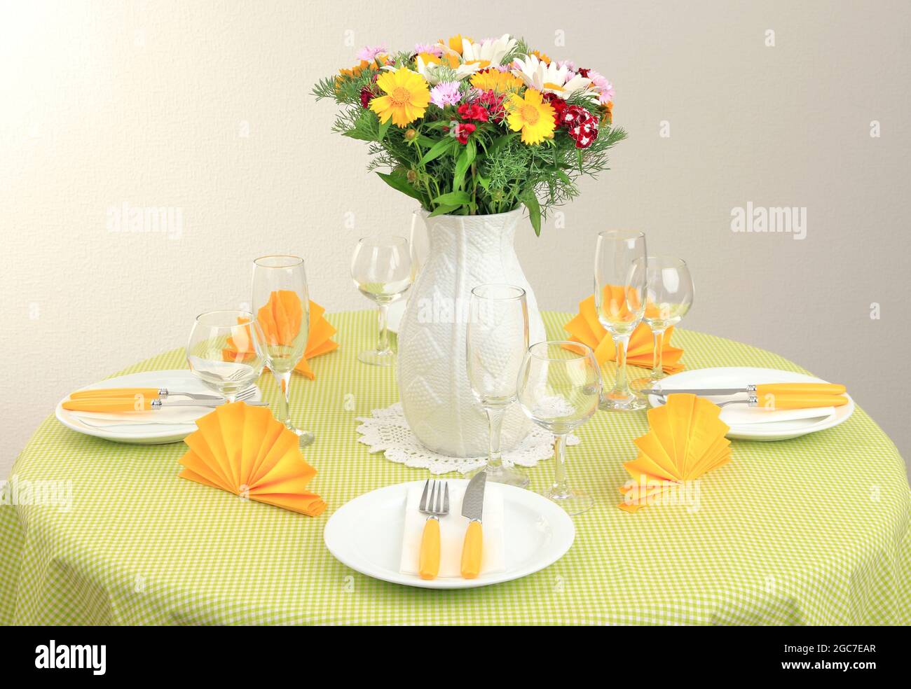 Beautiful table setting for breakfast Stock Photo - Alamy