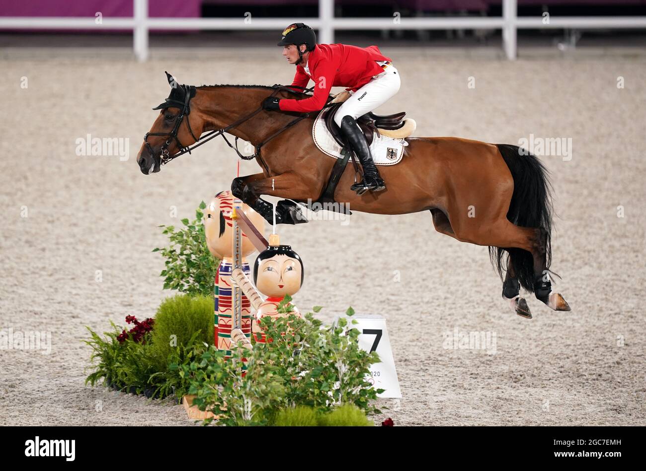 Daniel Deisser of Germany aboard Killer Queen during the Jumping Team ...