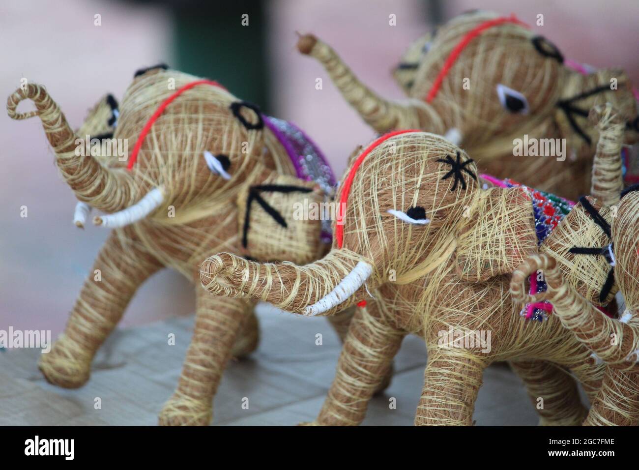 Elephant toys made of jute Stock Photo - Alamy