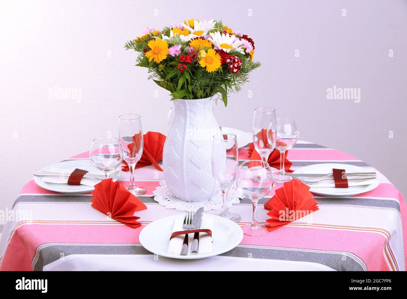 Beautiful table setting for breakfast Stock Photo - Alamy