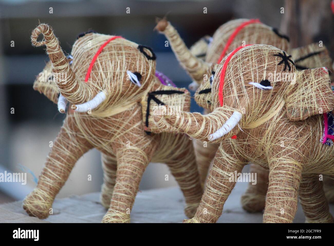 Elephant toys made of jute Stock Photo - Alamy