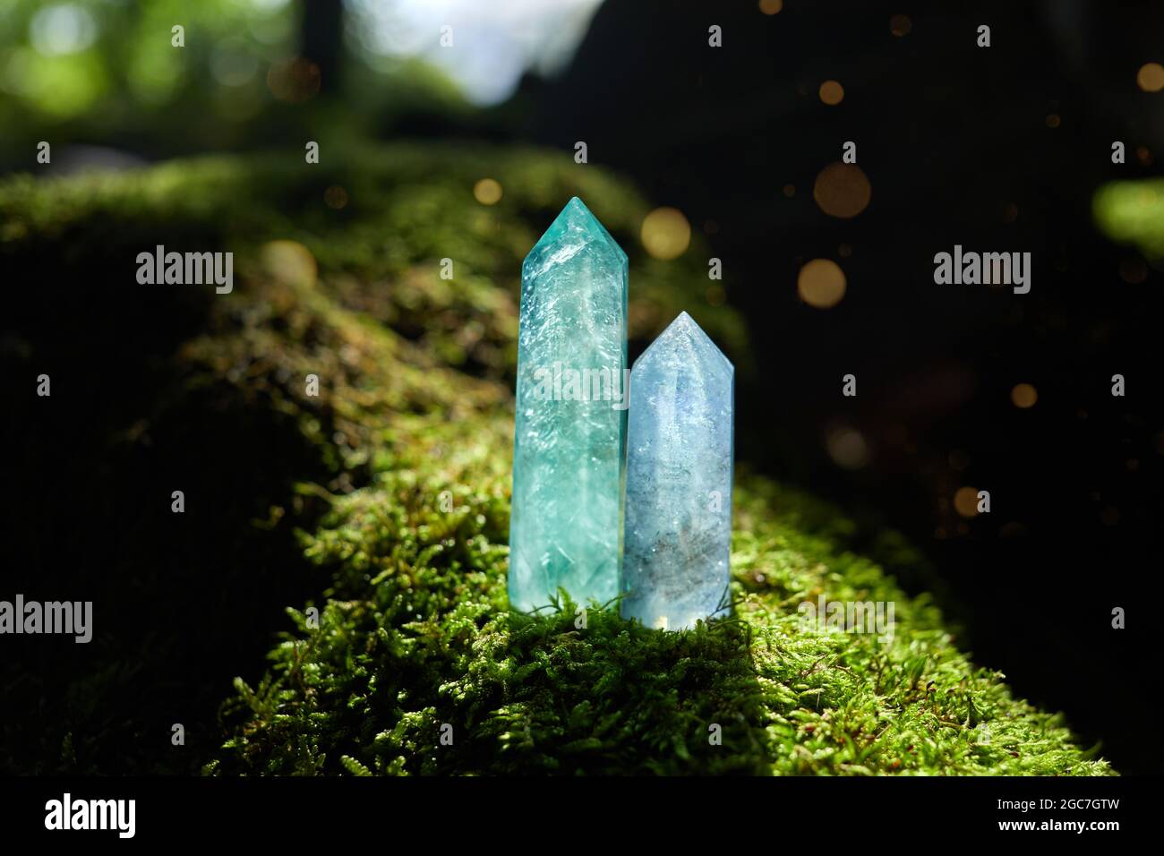 Gemstones minerals on mysterious nature background. Magic Rock for ...