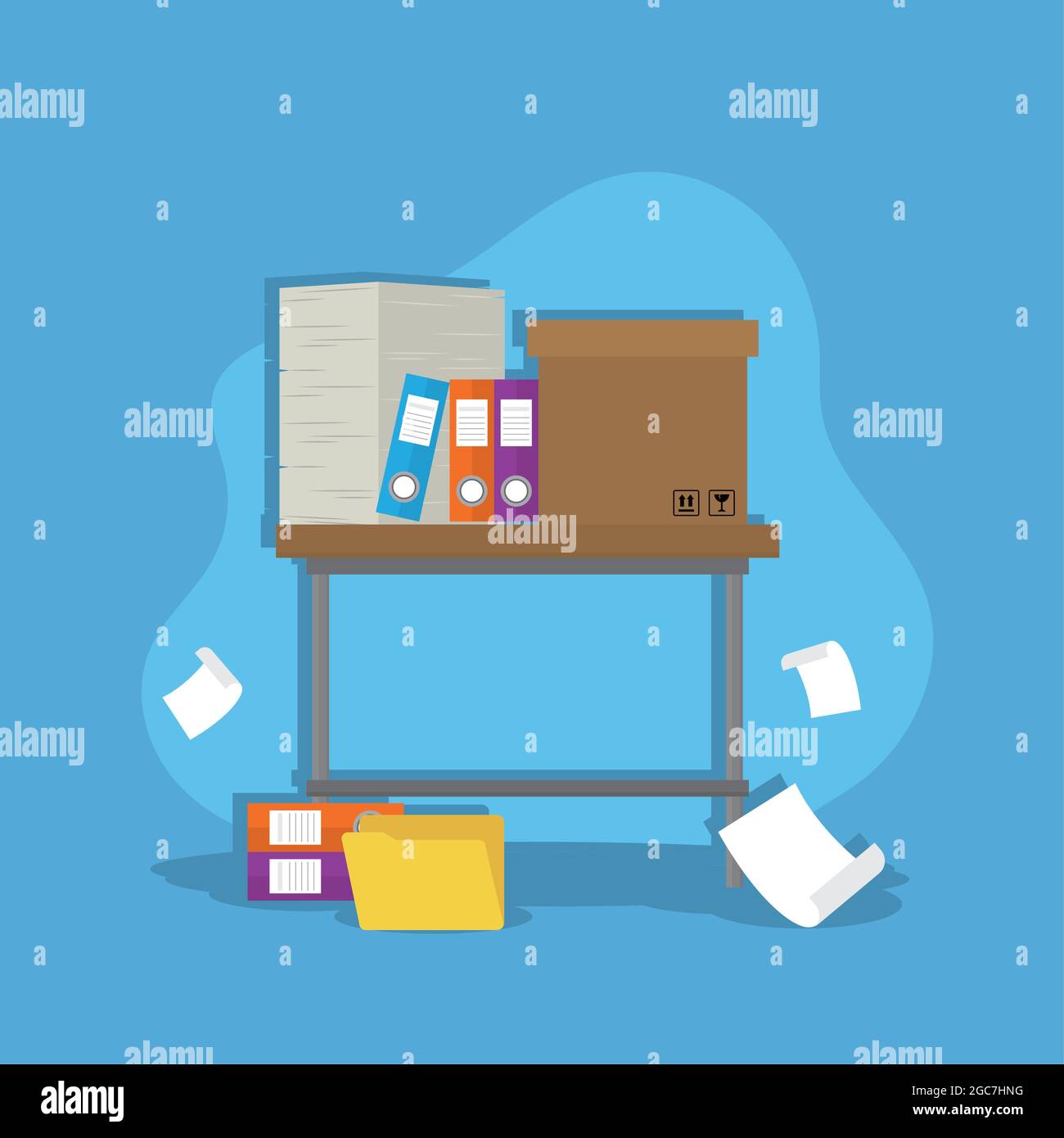 desk with documents in box paperwork Stock Vector Image & Art - Alamy