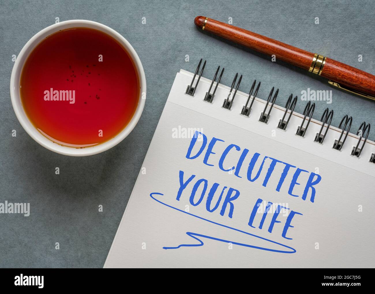 de-clutter your life - inspirational handwriting in a spiral notebook ...