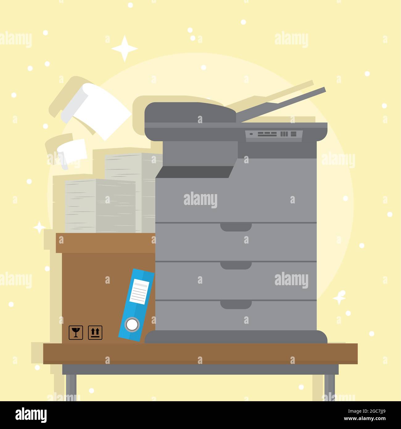 photocopier and box documents paperwork icons Stock Vector Image & Art ...