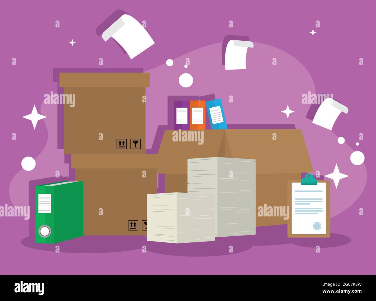 documents in boxes and checklist paperwork Stock Vector Image & Art - Alamy