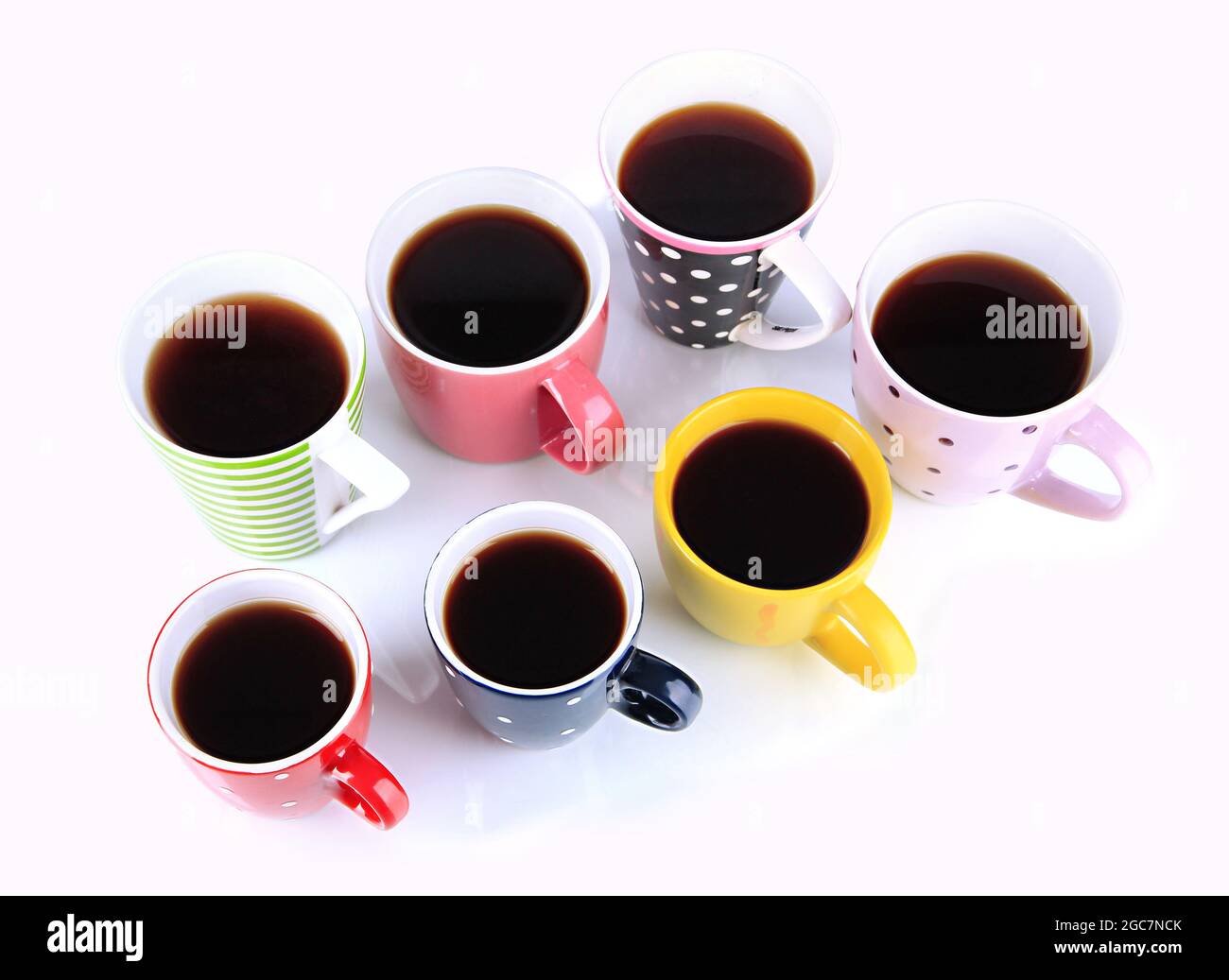 Many cups of coffee isolated on white Stock Photo - Alamy