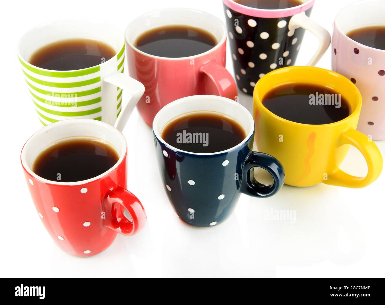 Many cups of coffee isolated on white Stock Photo - Alamy