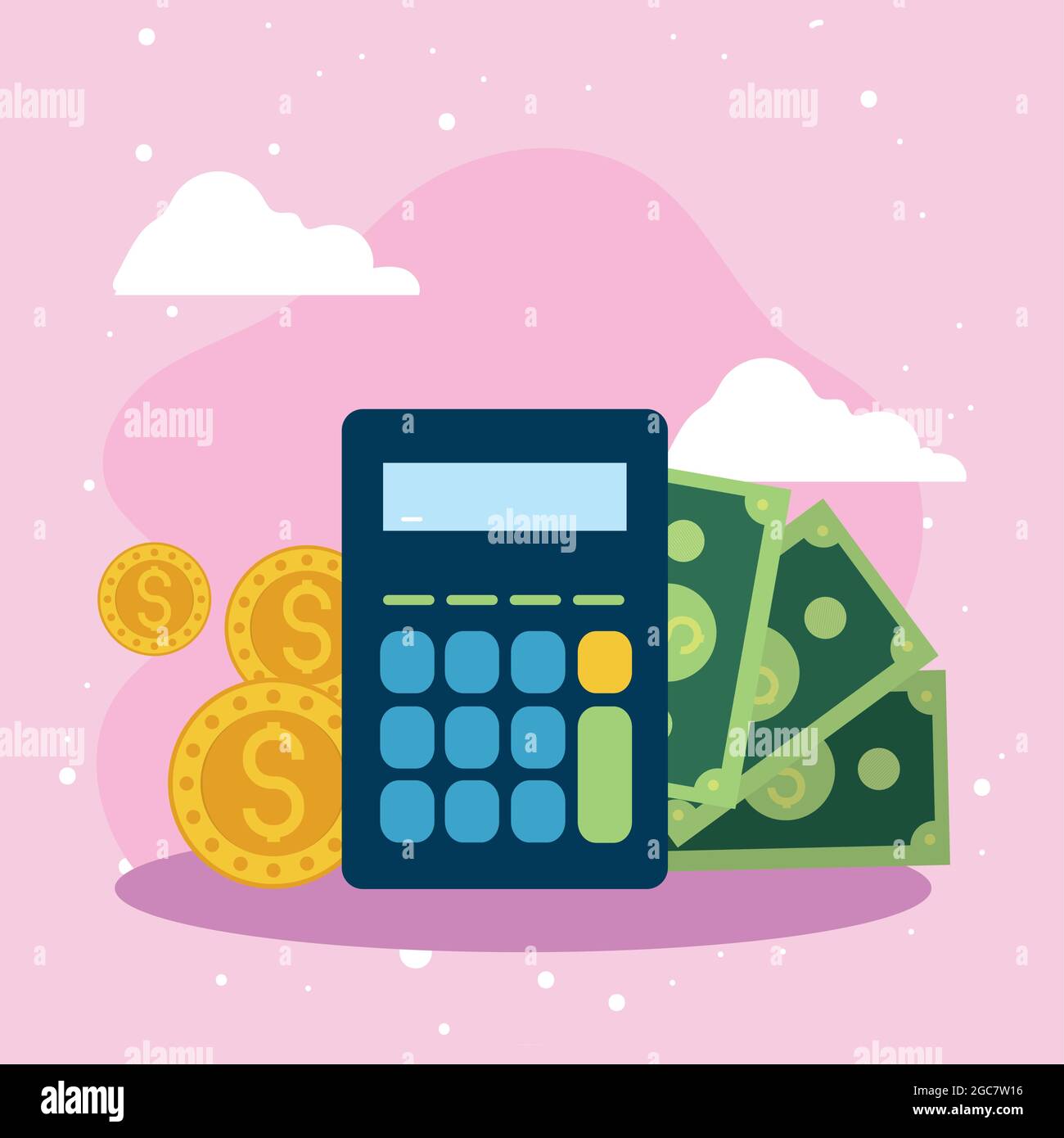 calculator and money dollars icons Stock Vector Image & Art - Alamy