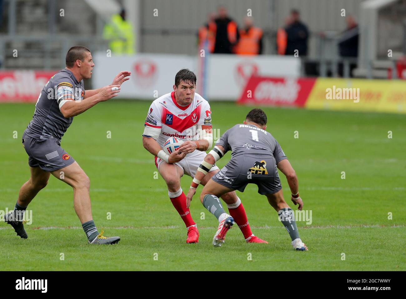 Saint Helens' Louie McCarthy-Scarsbrook in action during the Betfred ...