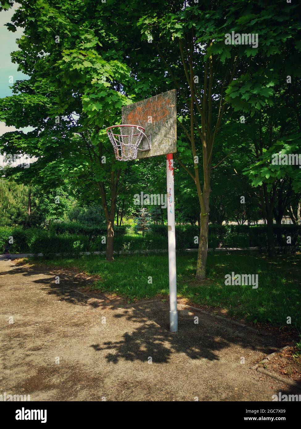 Outdoor basketball court with a hoop Stock Photo - Alamy