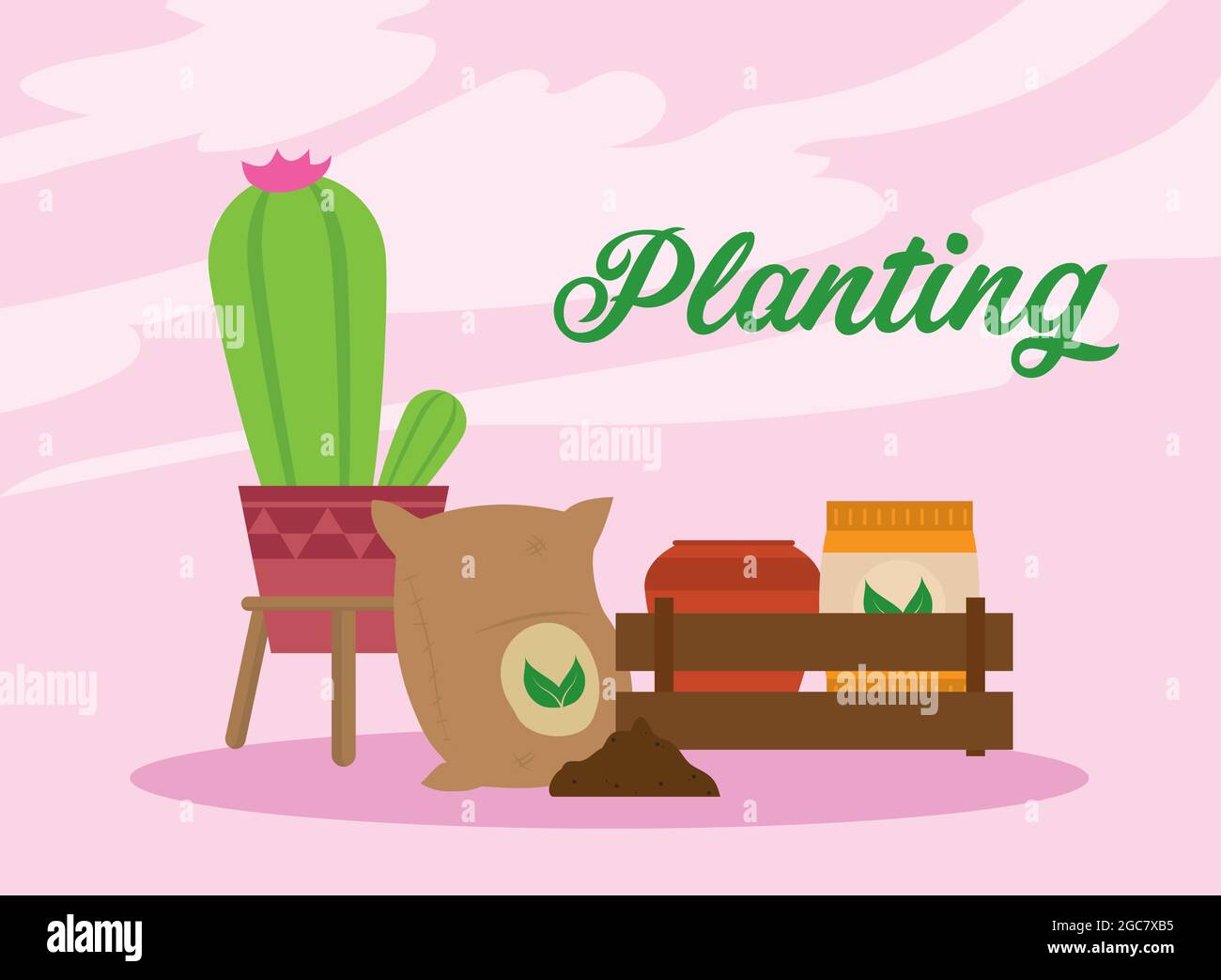 planting lettering and plants scene Stock Vector Image & Art - Alamy
