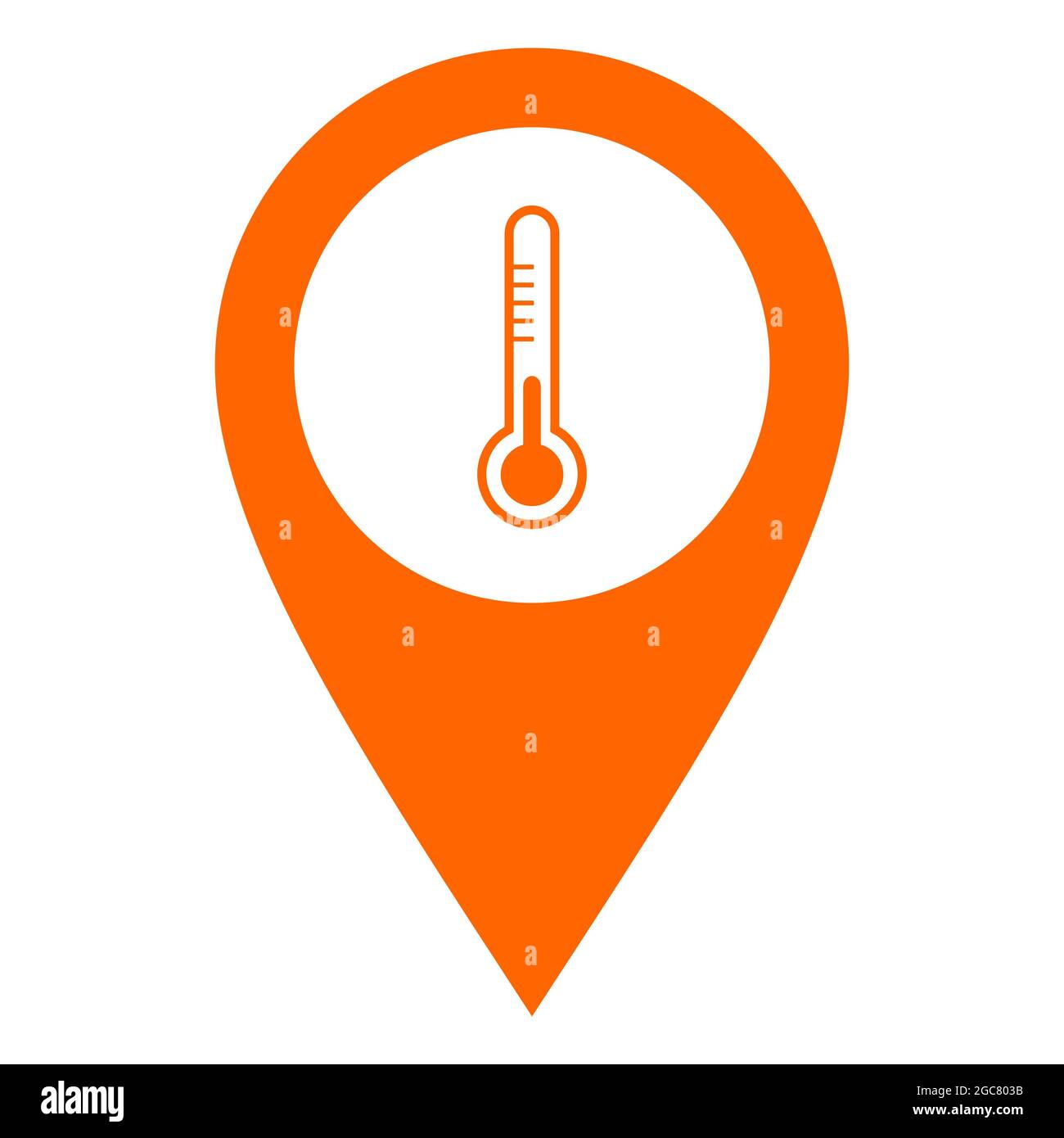 Thermometer and location pin Stock Photo - Alamy