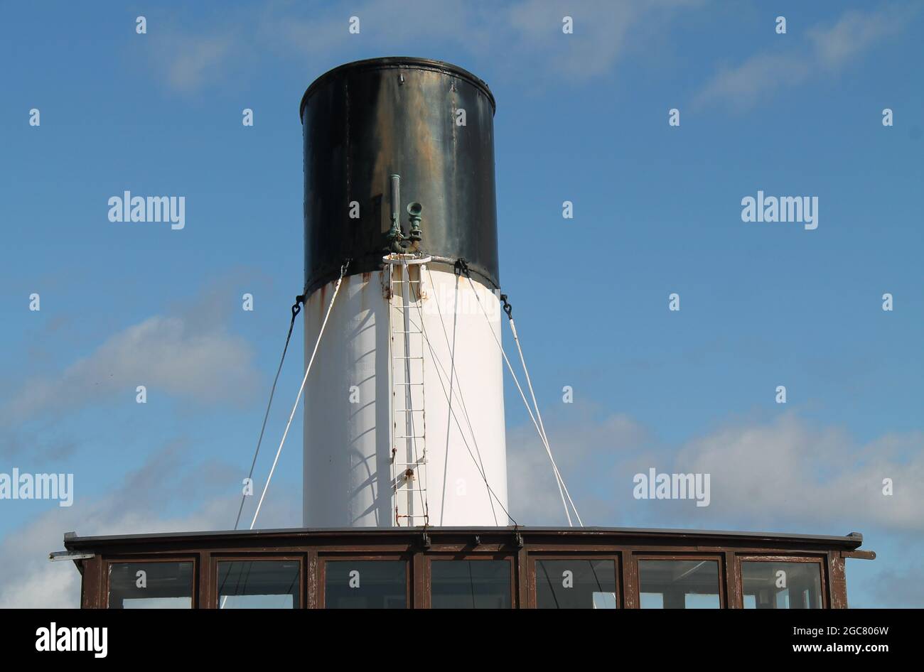 The Black and White Funnel on a Vintage Boat Stock Photo - Alamy