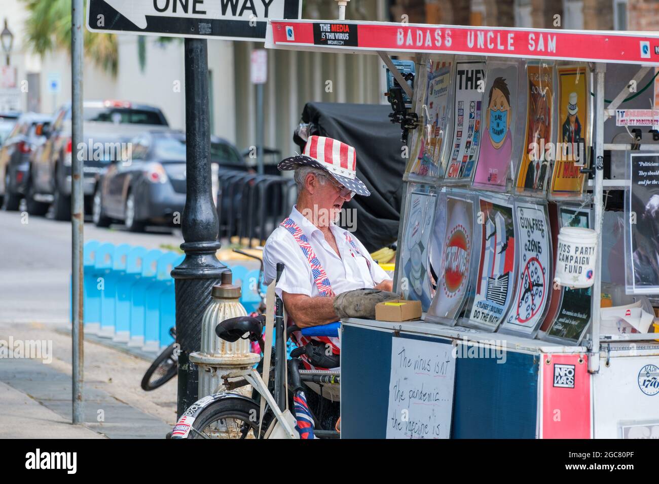 NEW ORLEANS, LA, USA - JULY 31, 2021: Armed conspiracy theory peddler ...