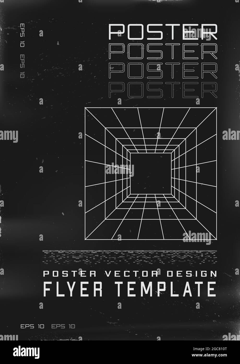 Retrofuturistic poster design. Cyberpunk 80s style poster with ...