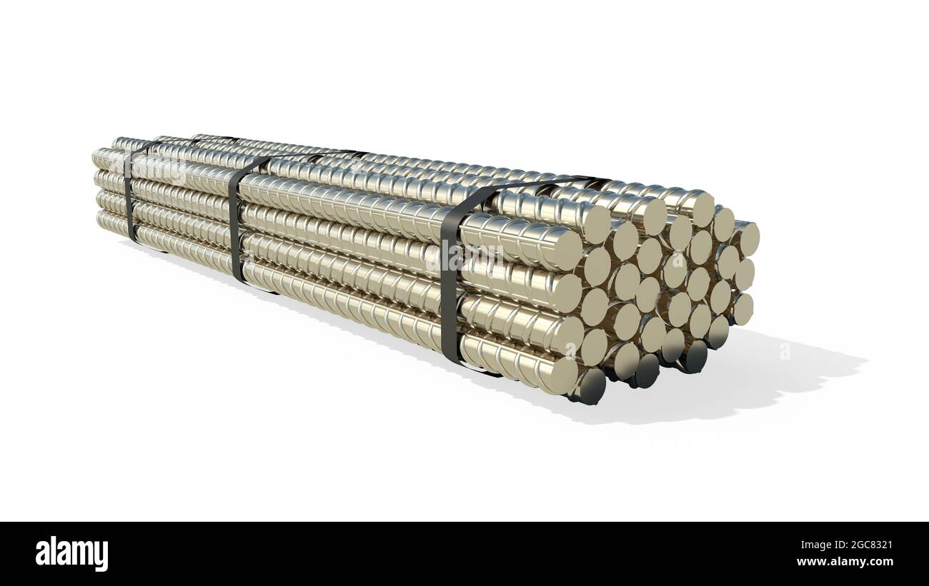 big rebar pack, isolated digital industrial 3D rendering Stock Photo ...