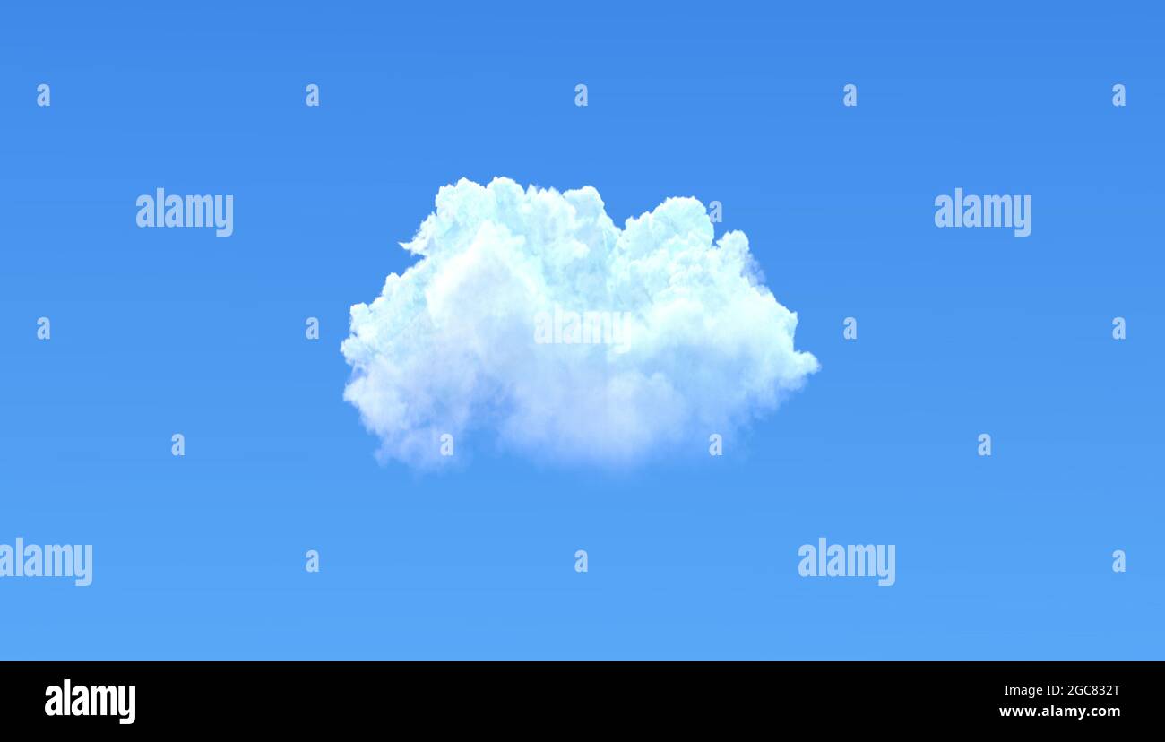alone cumulus cloud on blue sky isolated - concept nature 3D rendering ...