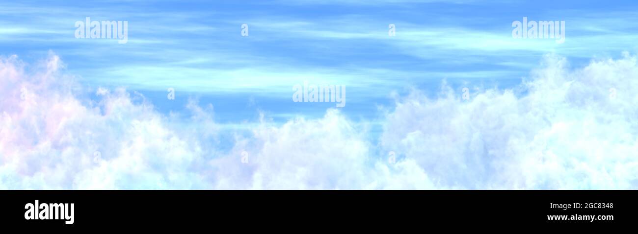 panorama of pretty sky and clouds backdrop . cgi nature 3D rendering ...