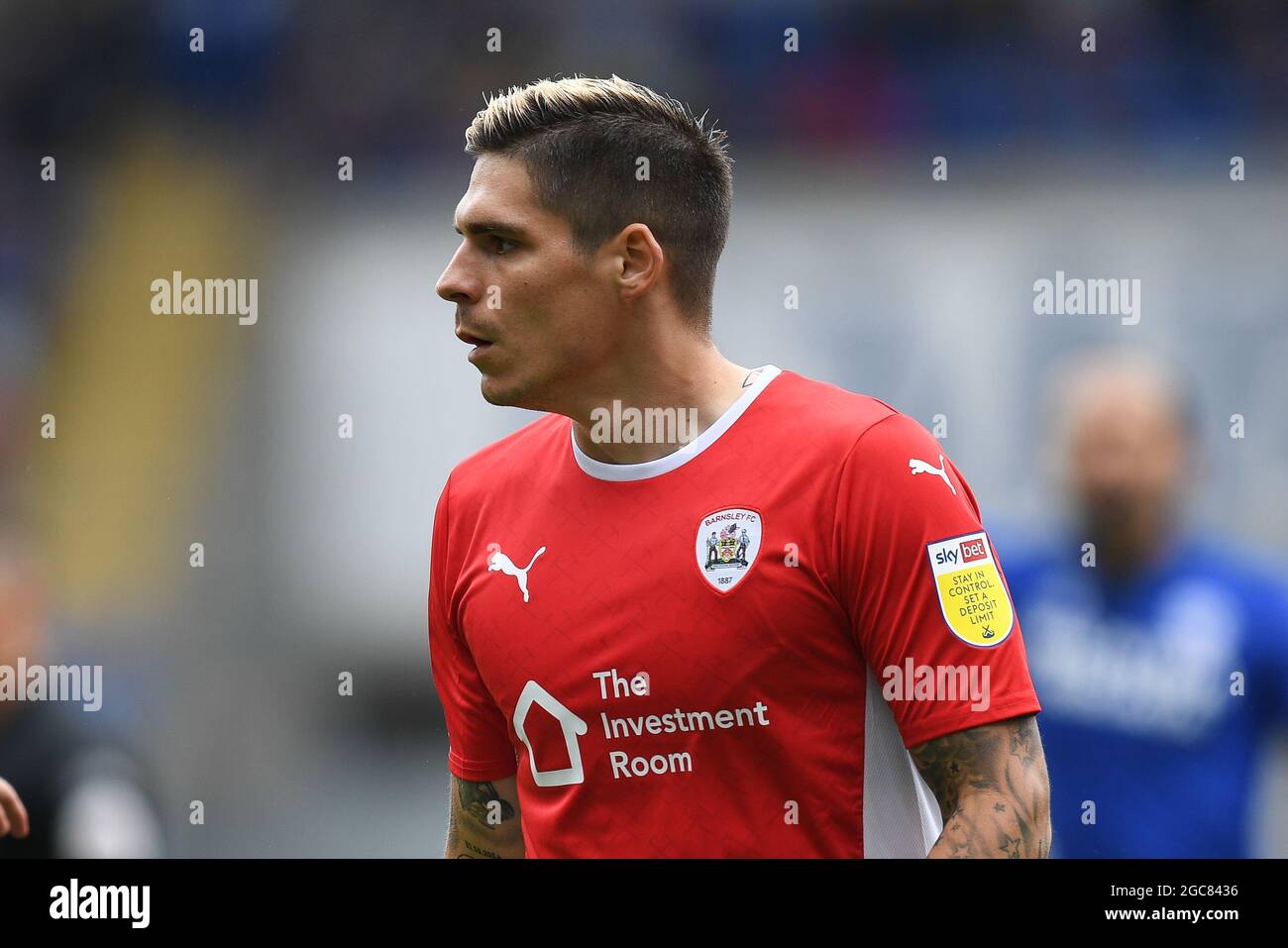 Cardiff, UK. 07th Aug, 2021. Dominik Frieser #28 of Barnsley during the ...