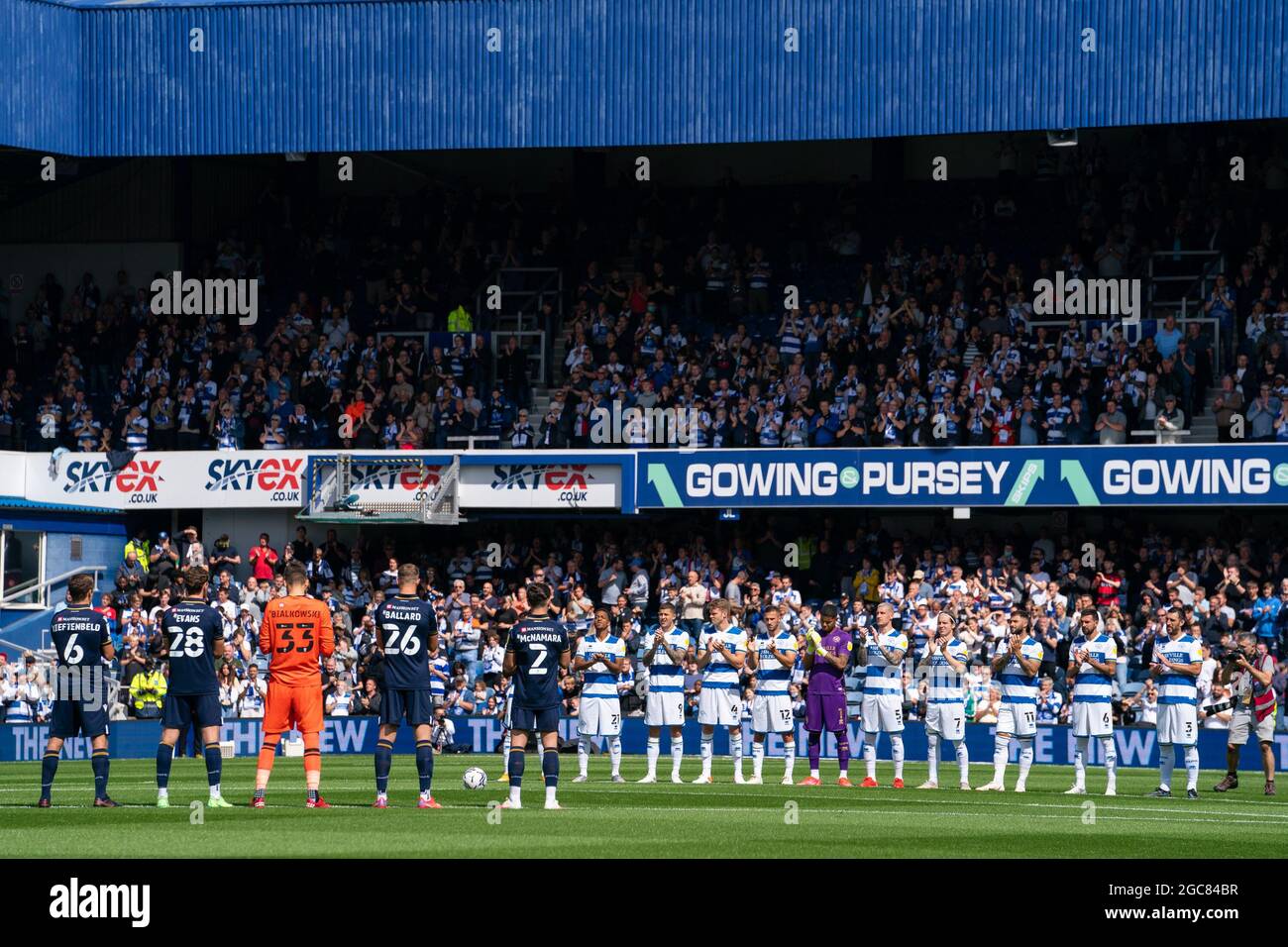 The teams take part in a minute of applause for the victims of the ...