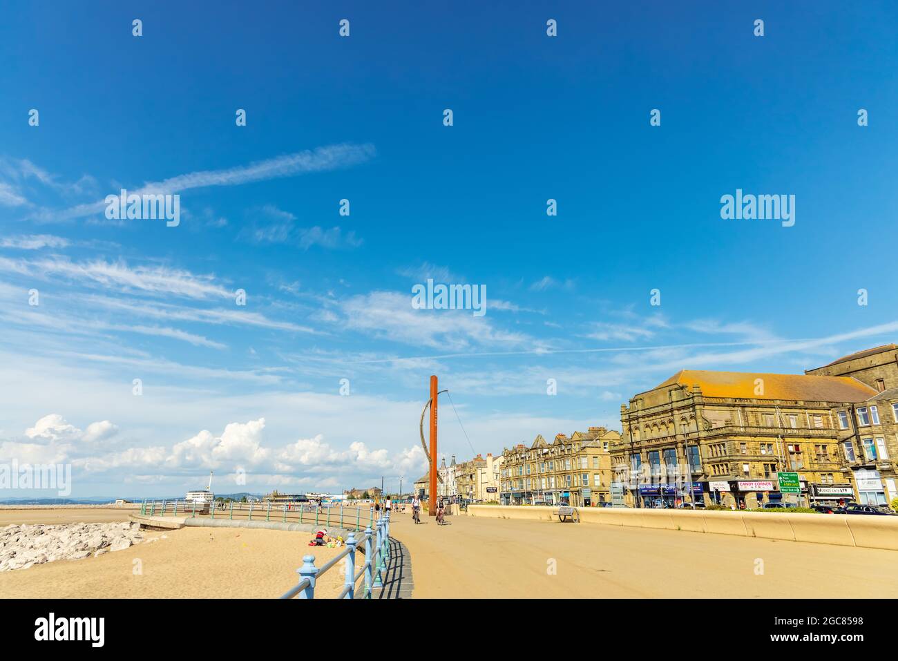 West End of the seafront promenade in Morecambe, a classic English ...