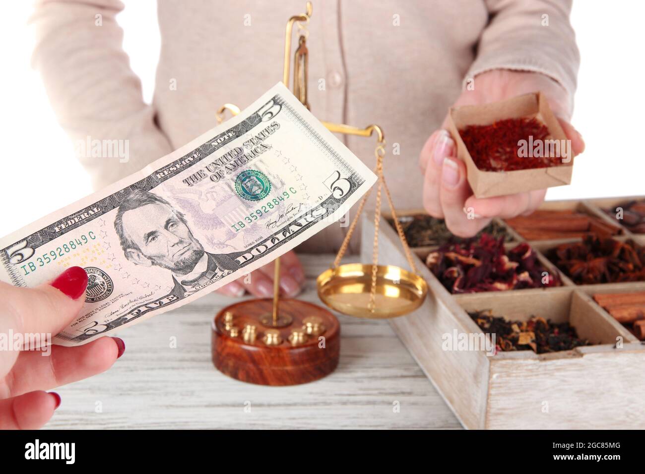 Sale of tea and different spices Stock Photo - Alamy