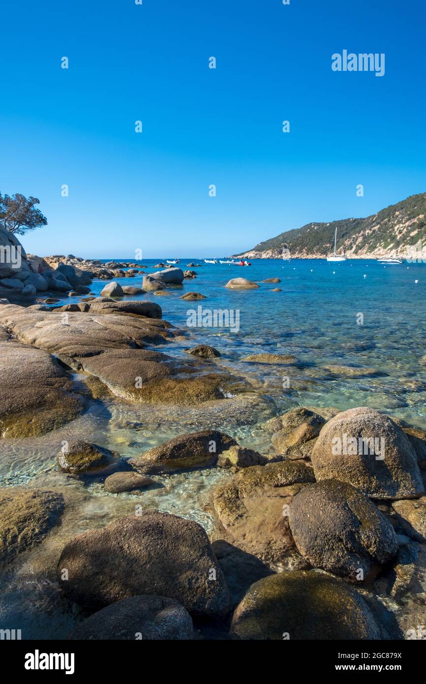 Summer day at Cala Pira, a beautiful bay in the south-east of Sardegna ...