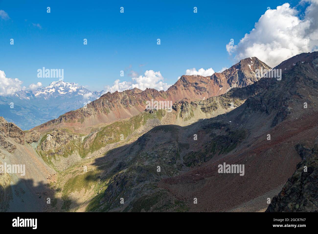 The beautiful valley in front of the Gran Paradiso in a summer day ...
