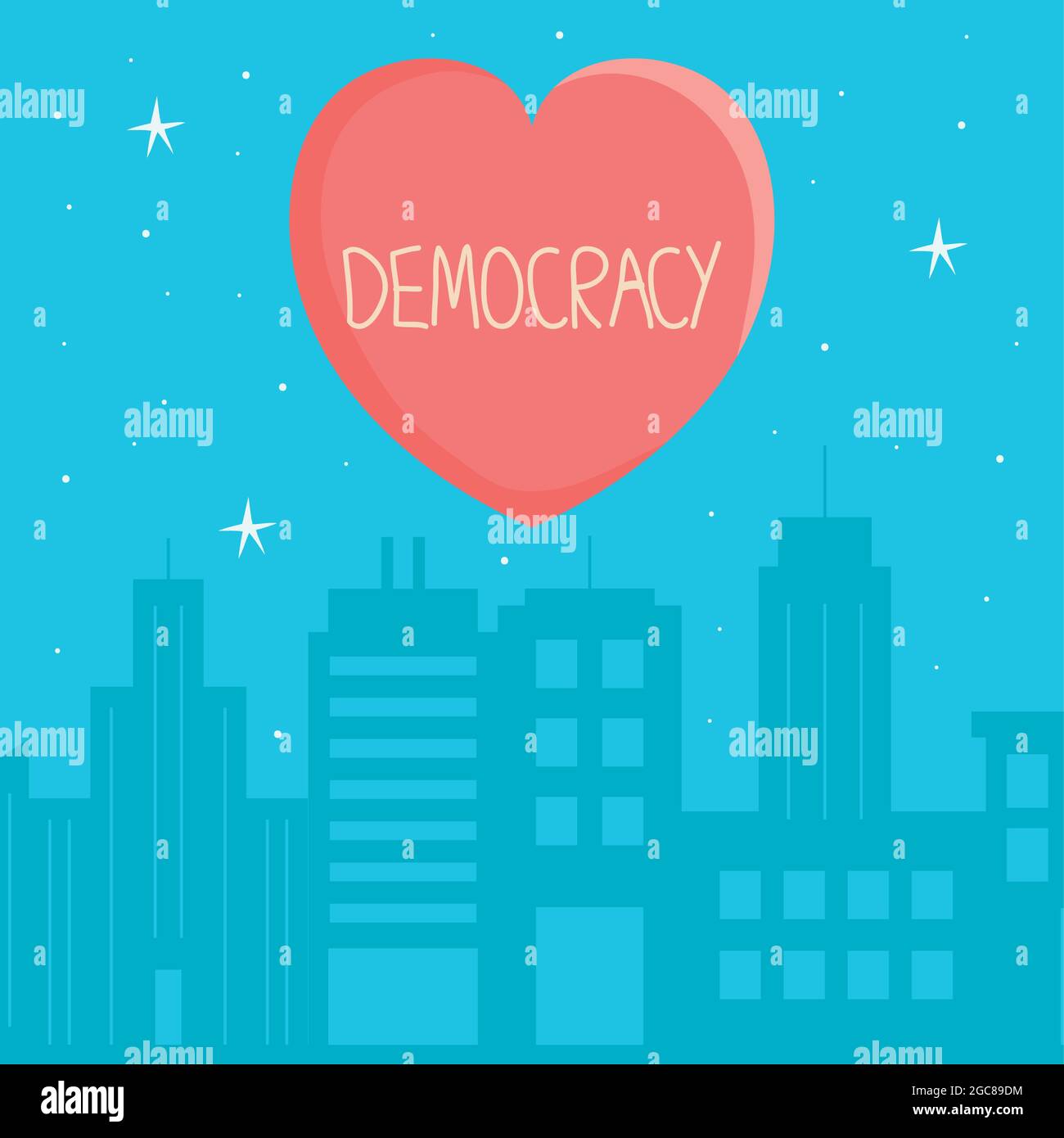 democracy heart over city buildings background Stock Vector Image & Art ...