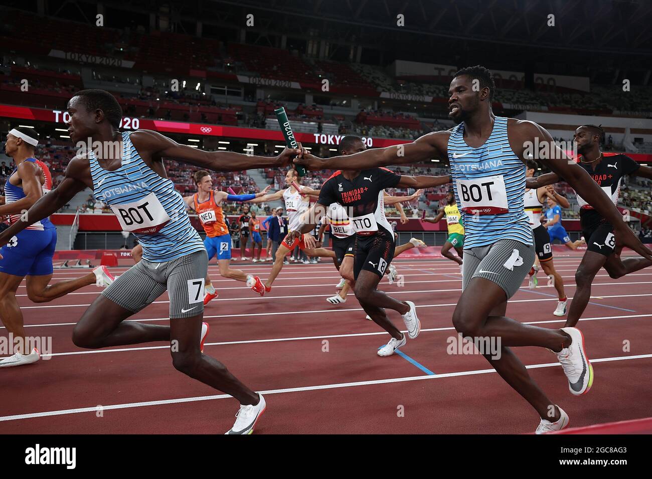 Tokyo, Japan. 7th Aug, 2021. Athletes compete during the Men's 4x400m ...