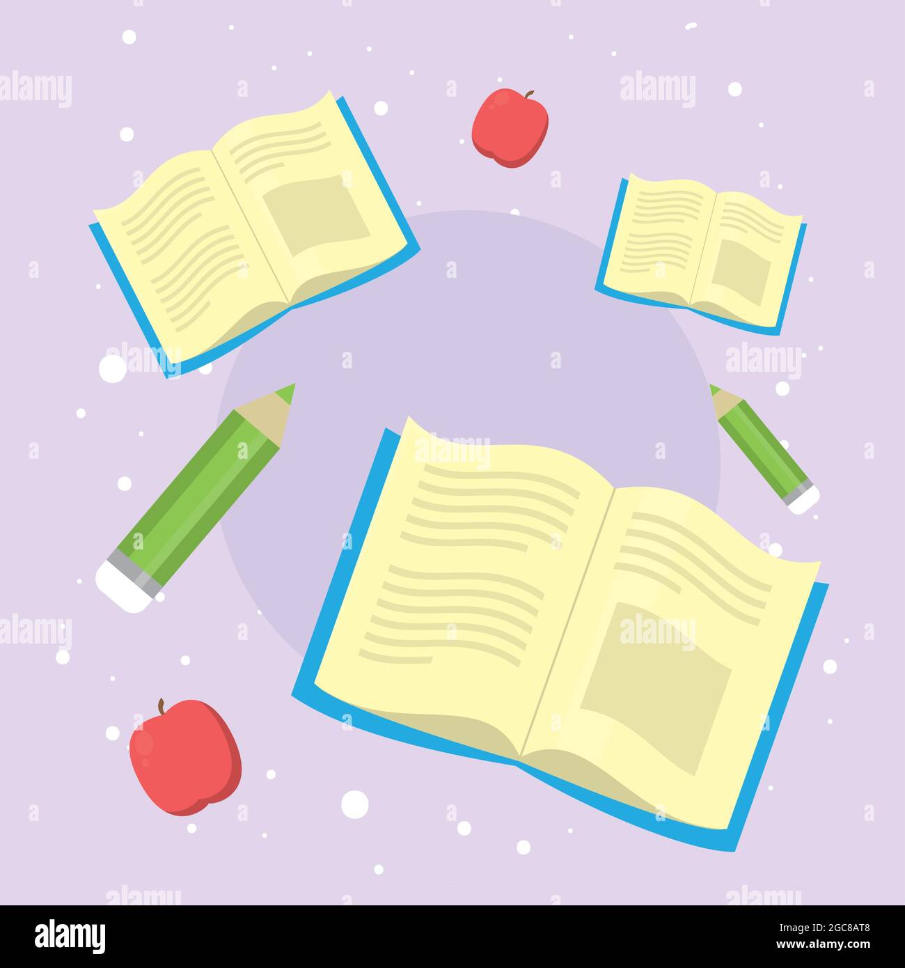 books and pencils with apples pattern Stock Vector Image & Art - Alamy