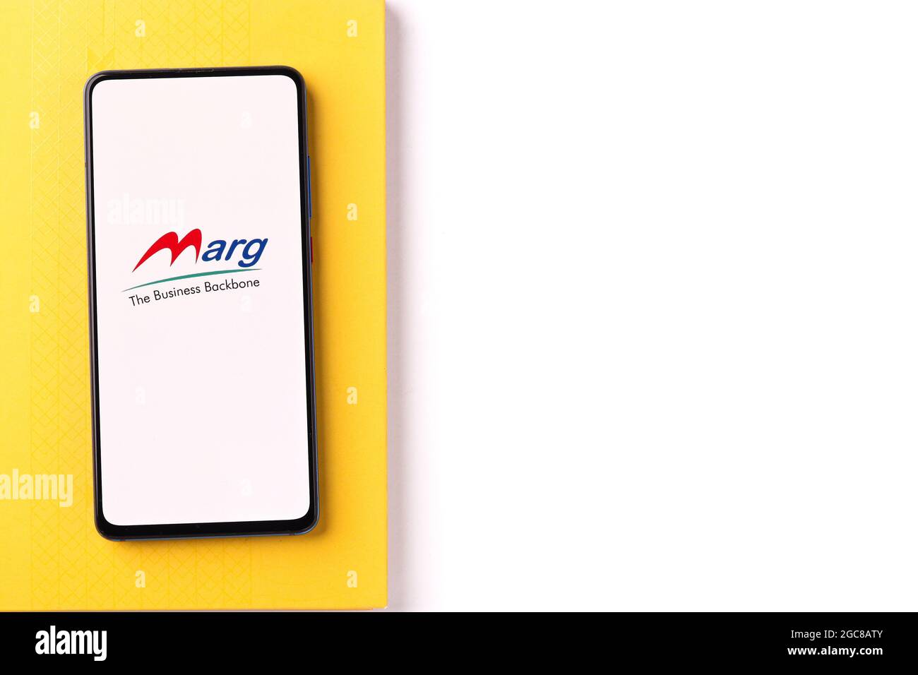 Assam, India - August 6, 2021 : Marg logo on phone screen stock image ...