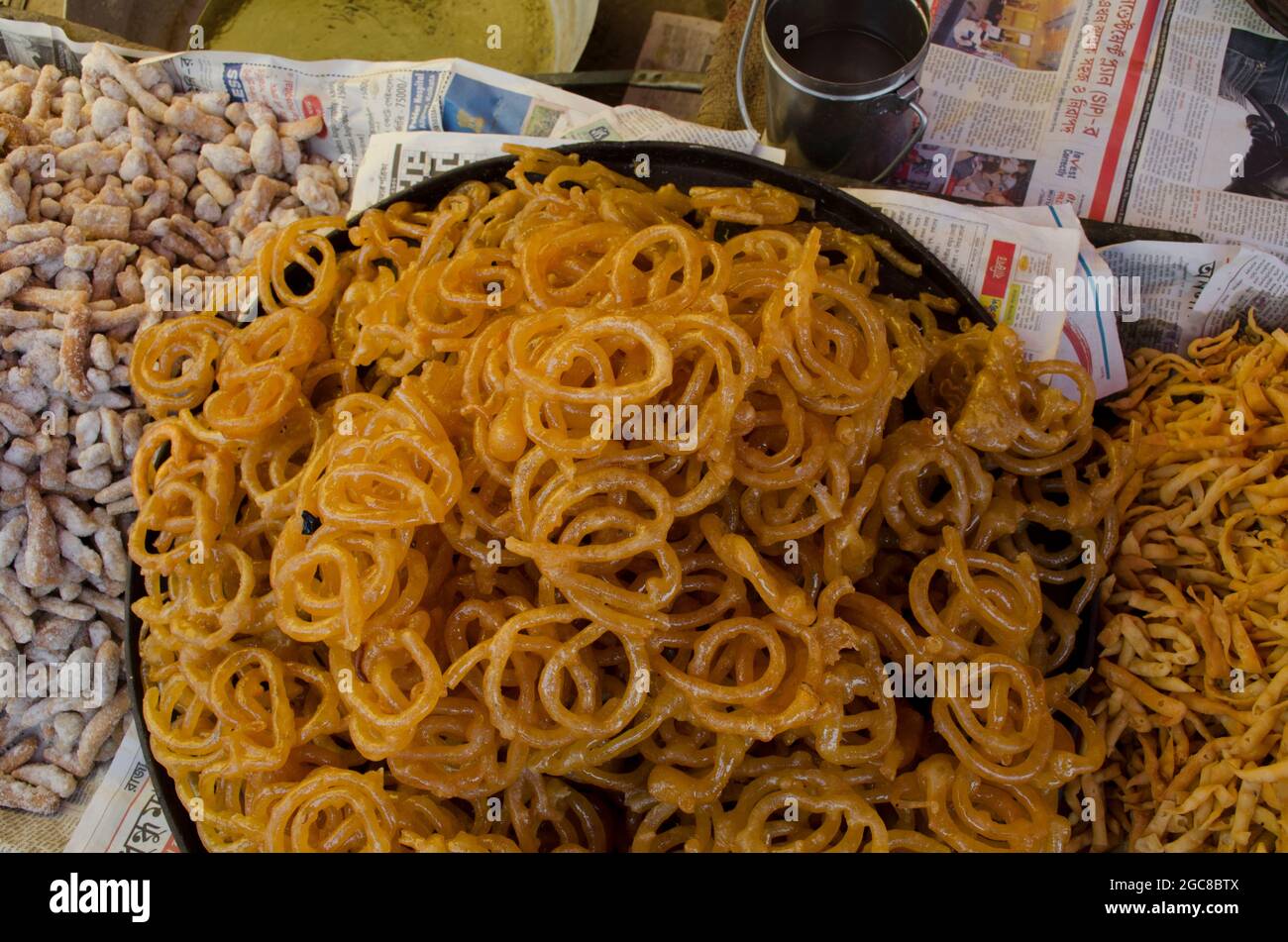 Jilabi, a traditional sweet in India is on sale at market Stock Photo ...
