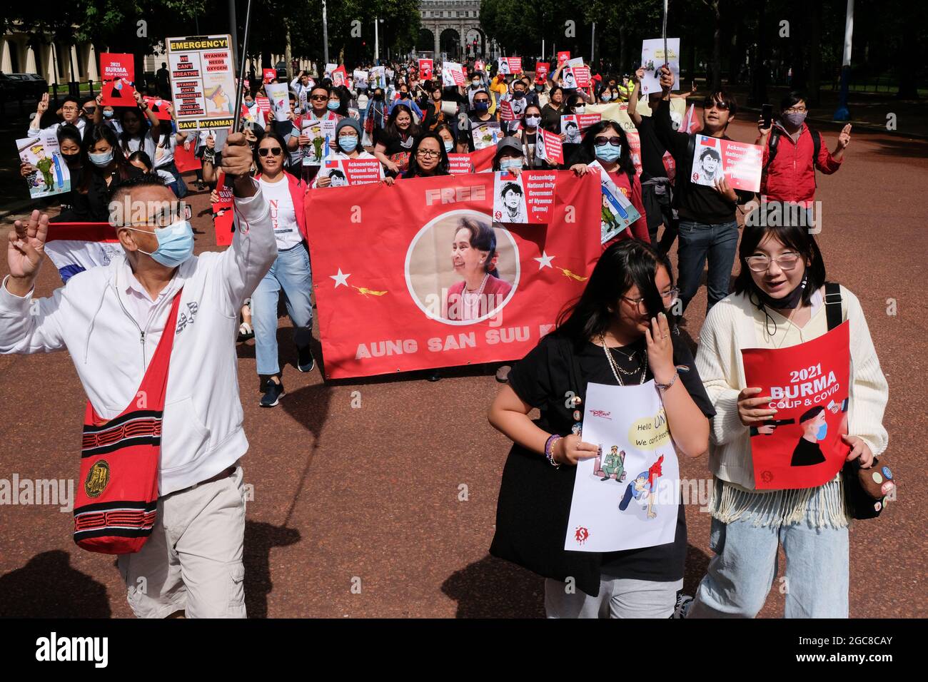 London, UK. 7th August 2021. Myanmar protest march in London to ...