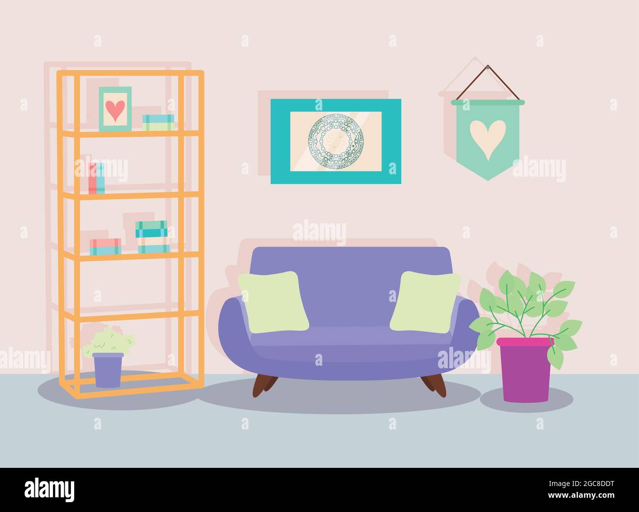 Room interior sofa shelving Stock Vector Images - Alamy