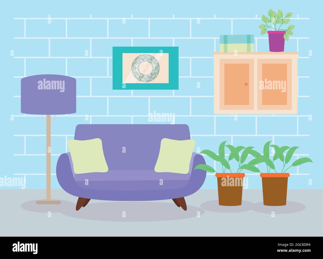 Modern living room scene Stock Vector Images - Alamy