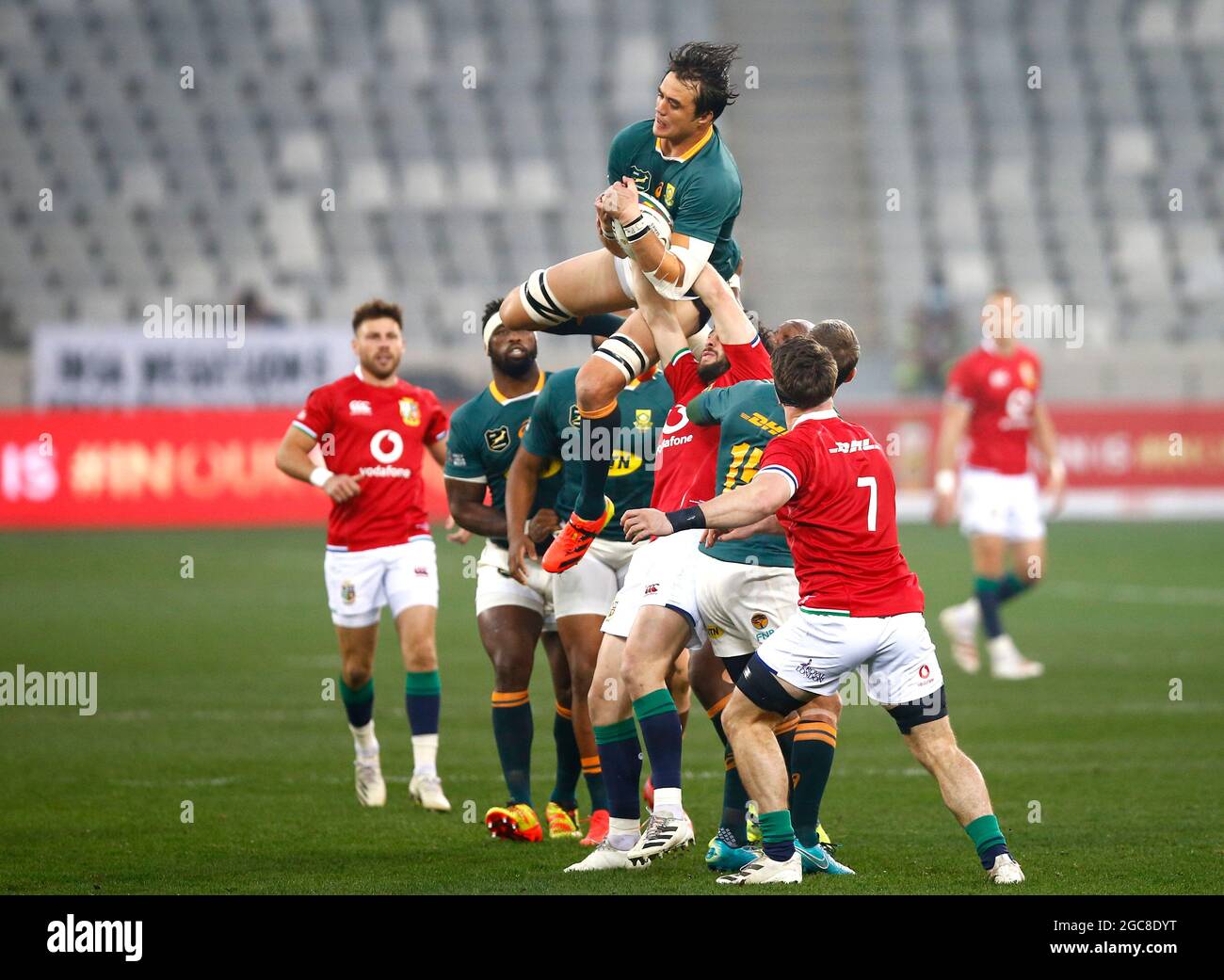 South Africa's Franco Mostert wins a line out during the Castle Lager ...