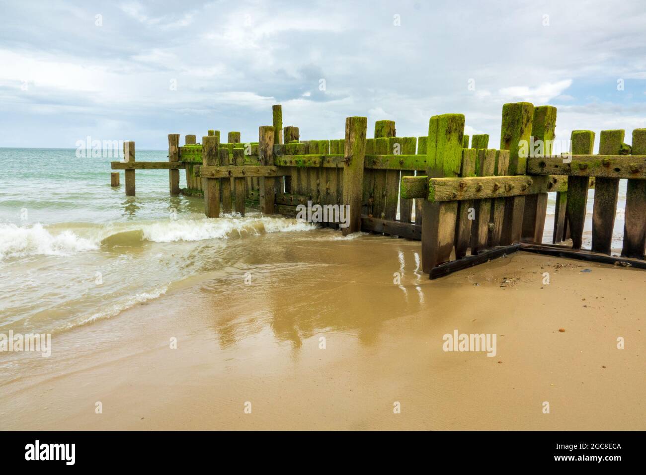 Wooden Groynes Walcott Beach Norfolk Stock Photo - Alamy