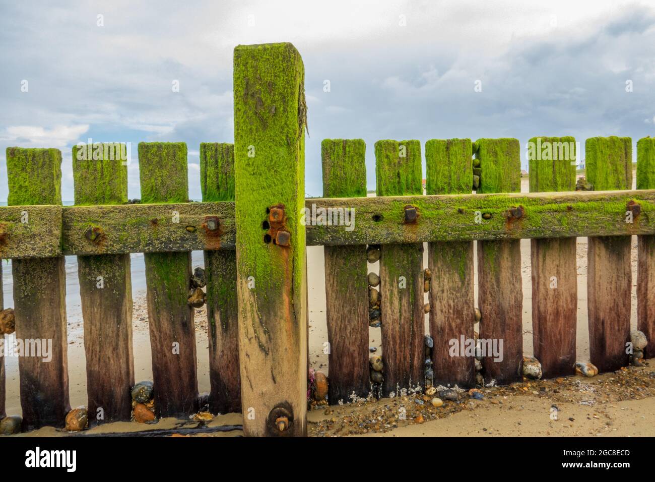 Wooden Groynes Walcott Beach Norfolk Stock Photo - Alamy