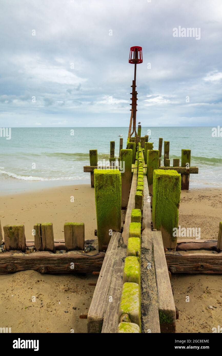Wooden Groynes Walcott Beach Norfolk Stock Photo - Alamy