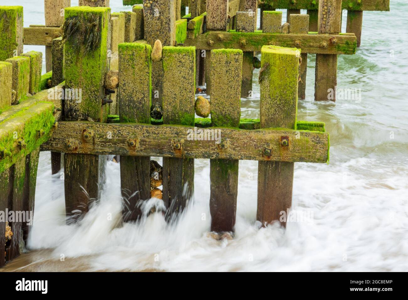 Wooden Groynes Walcott Beach Norfolk Stock Photo - Alamy