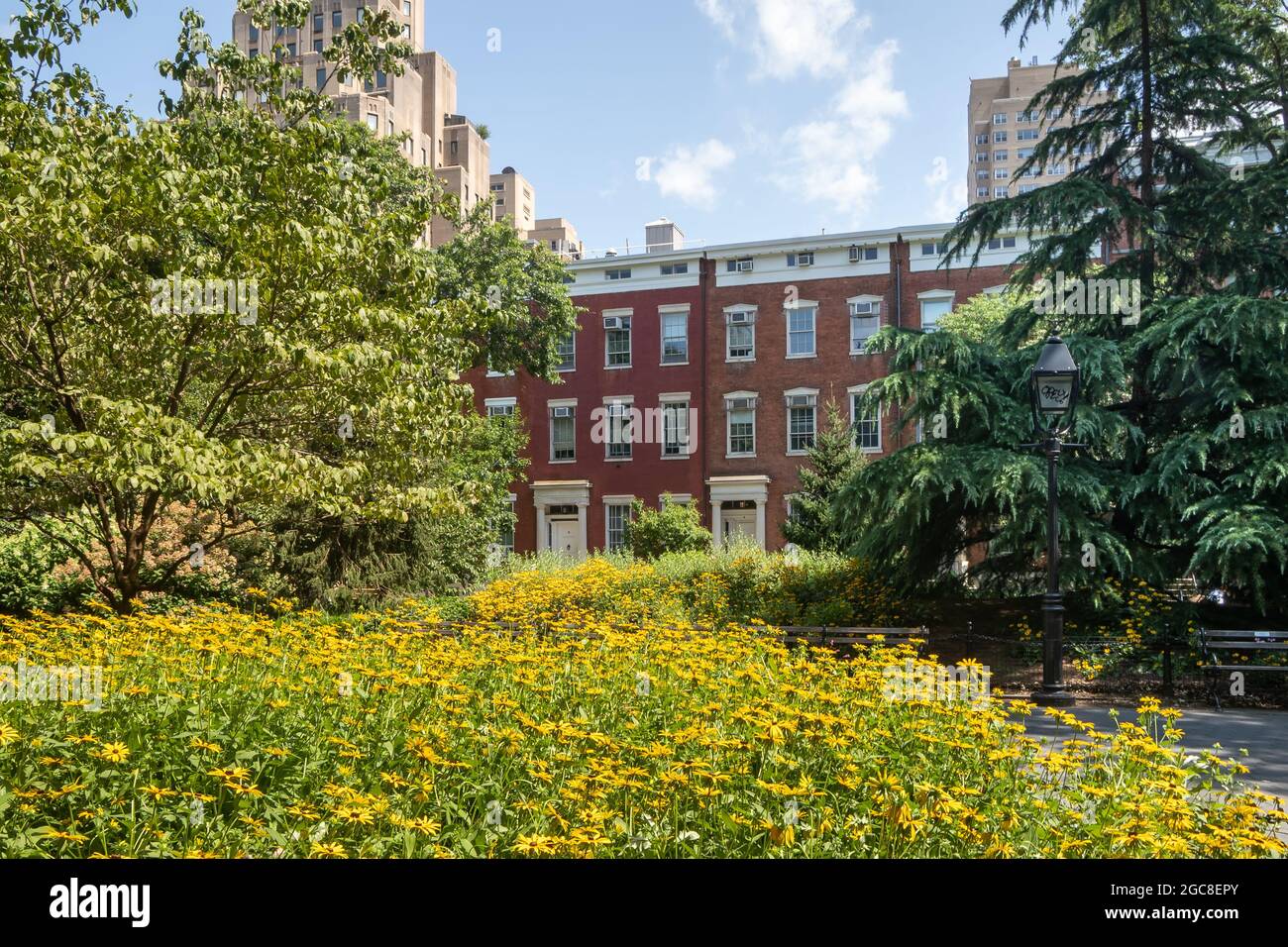 New York, NY - USA - July 30, 2021: Horizontal view of a garden in ...