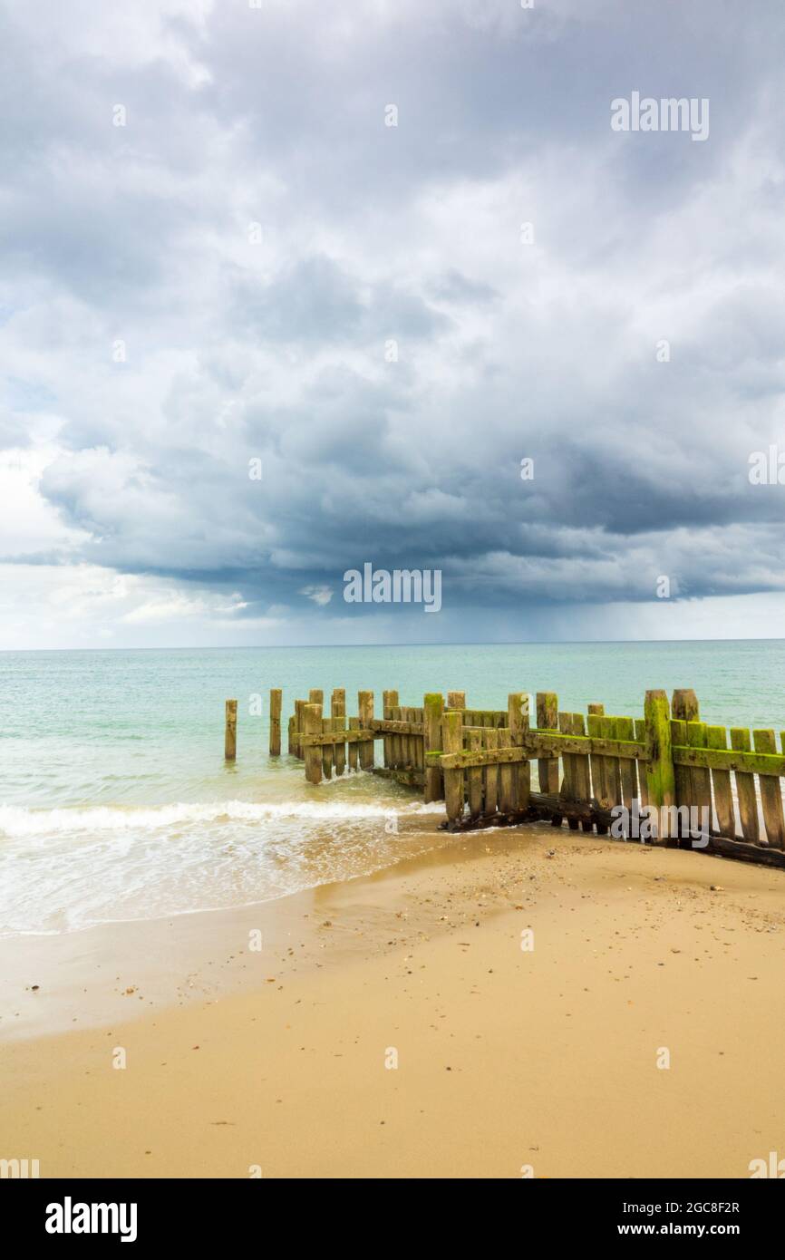 Wooden Groynes Walcott Beach Norfolk Stock Photo - Alamy