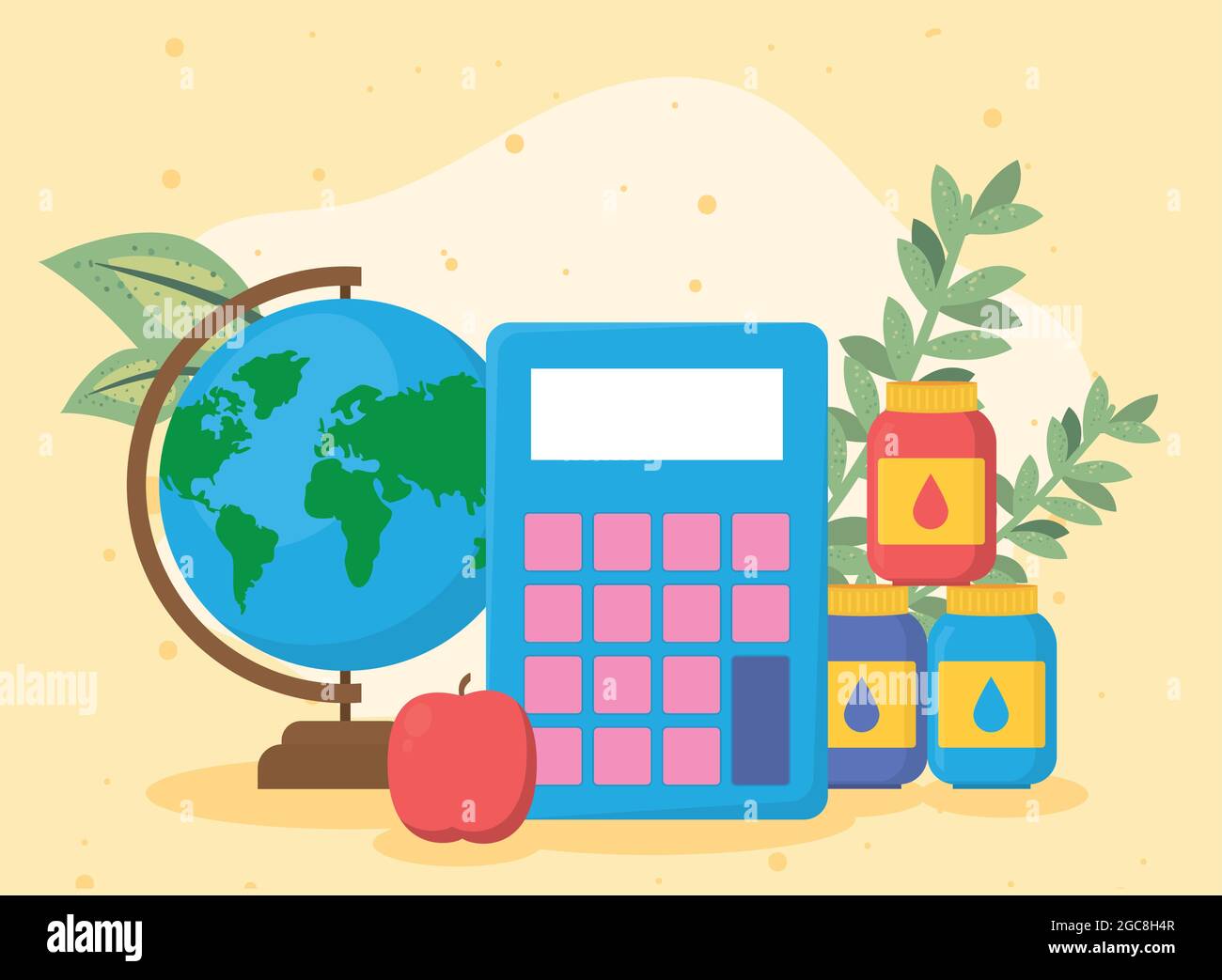 calculator and school supplies icons Stock Vector Image & Art - Alamy