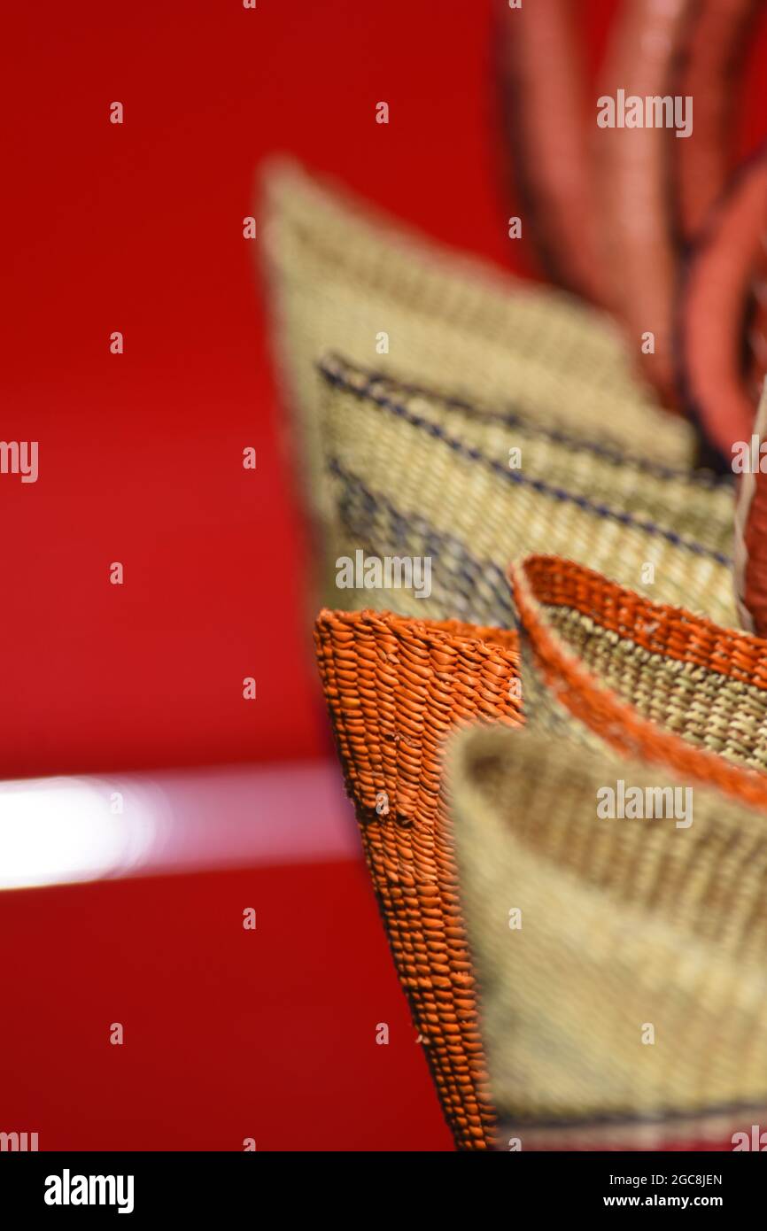 Hand made fair trade African colorful baskets woven by locals which are ...