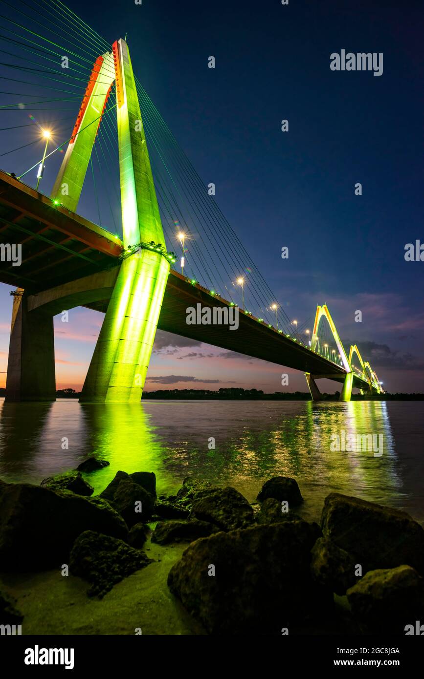 The Nhat Tan Bridge is a cable-stayed bridge crossing the Red River in ...