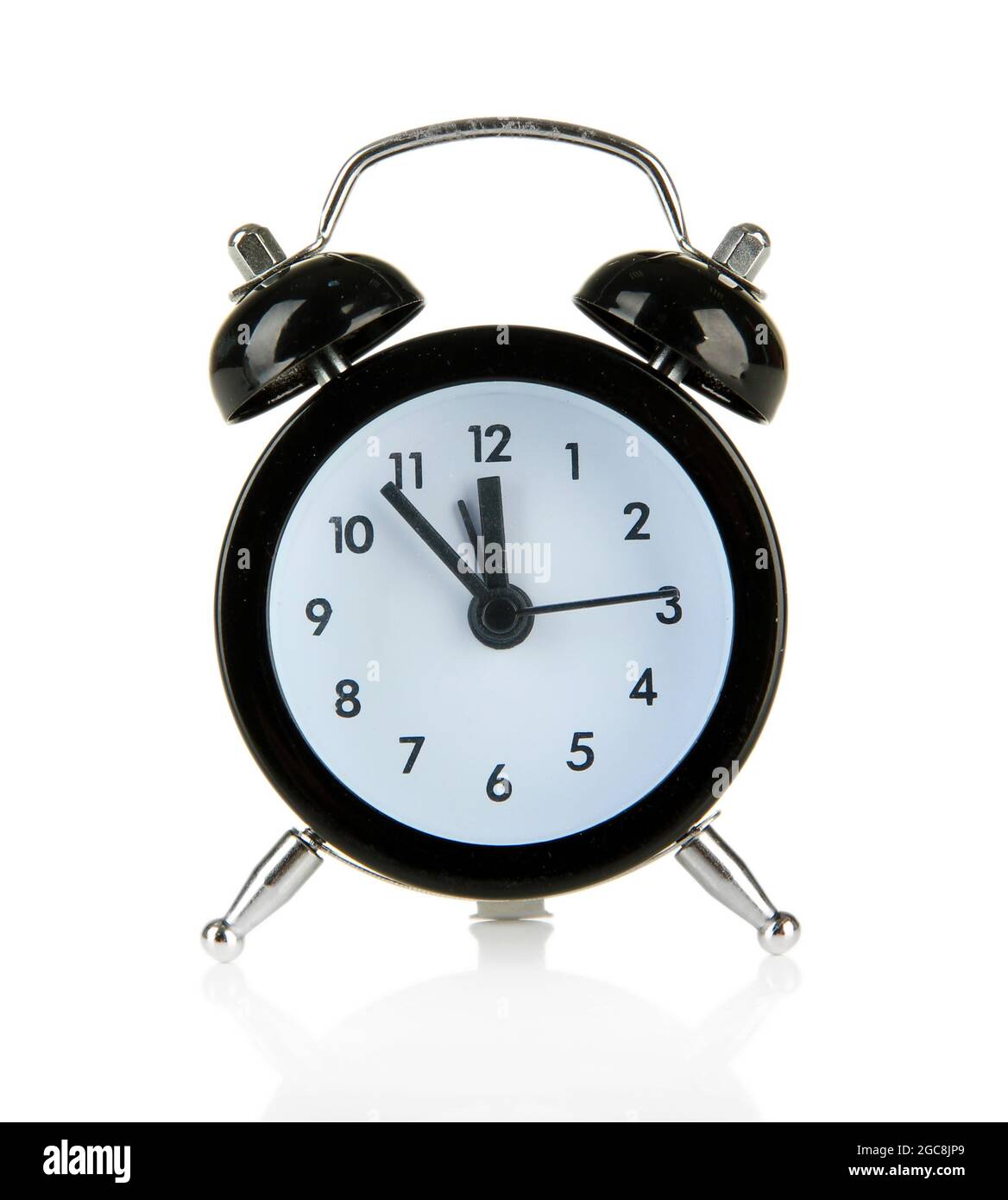 Old style alarm clock isolated on white Stock Photo - Alamy