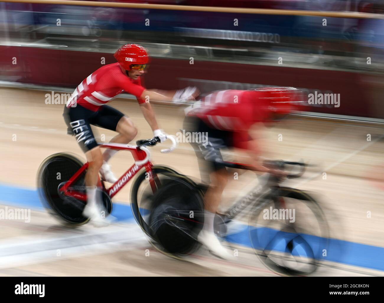 Izu, Japan. 7th Aug, 2021. Michael Morkov(L) of Denmark and teammate ...