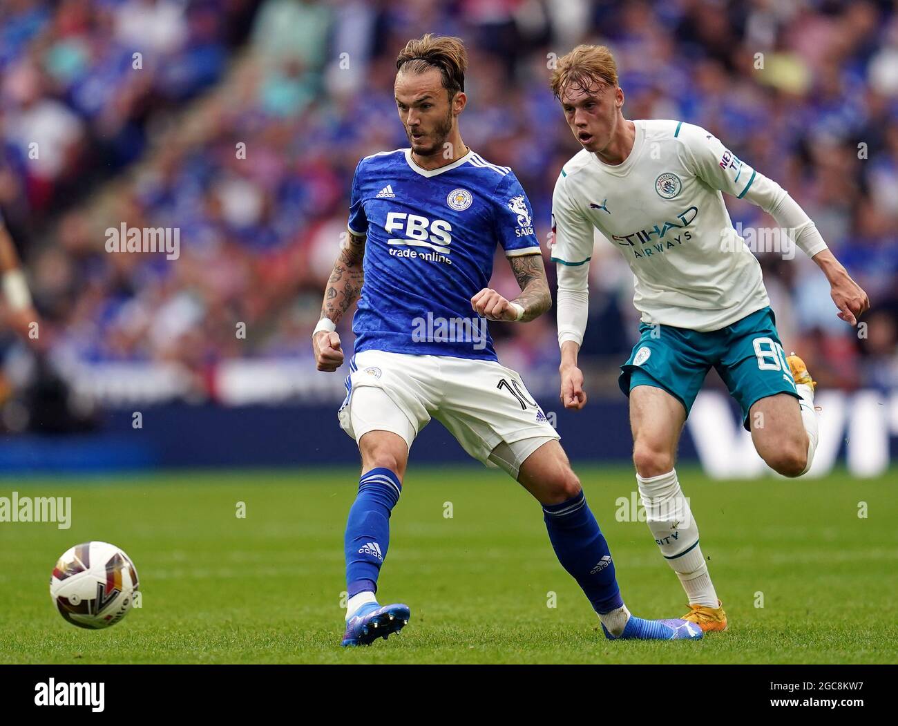Leicester City's James Maddison and Manchester City's Cole Palmer ...